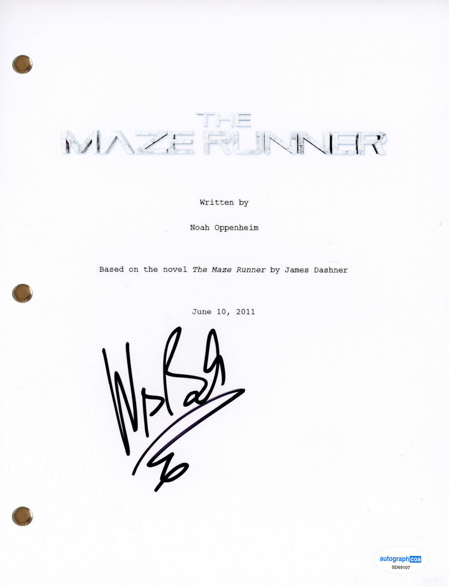 Wes Ball "The Maze Runner" Signed Autograph Movie Script Full Screenpl ...
