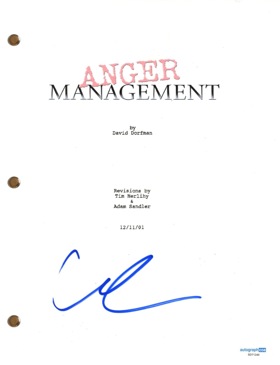 Adam Sandler "Anger Management" Signed Autograph Movie Script Screenpl ...