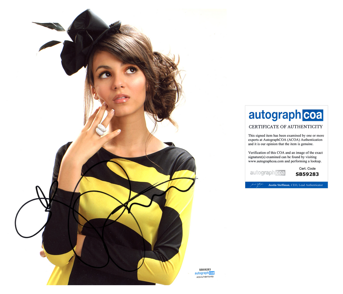 Victoria Justice Signed Autograph 8x10 Photo Victorious Actress ACOA C ...