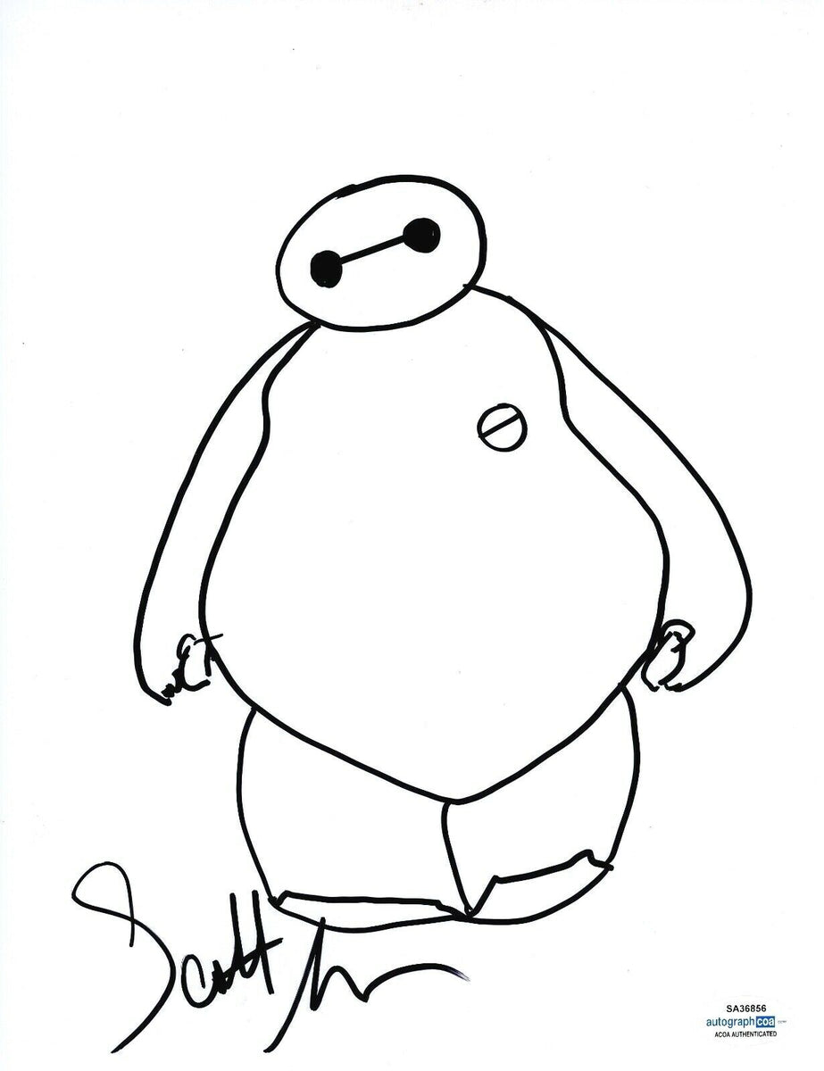 Scott Adsit Signed Autograph Drawn Big Hero 6 Baymax Sketch Drawing AC ...